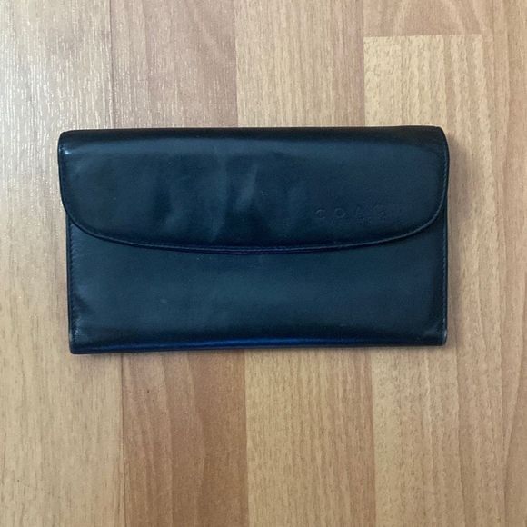 Coach | Bags | Vintage Coach New York Black Leather Trifold Wallet ...